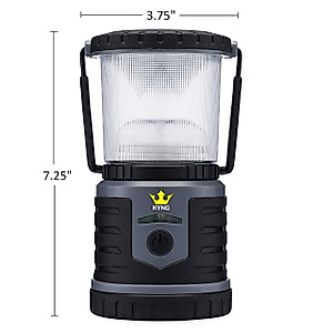 KYNG Rechargeable LED Lantern Brightest Light for Camping, Emergency Use, Outdoors, and Home- Lasts for 250 Hours on a Single Charge- Includes USB Cord and Wall Plug, Built in Phone Charger