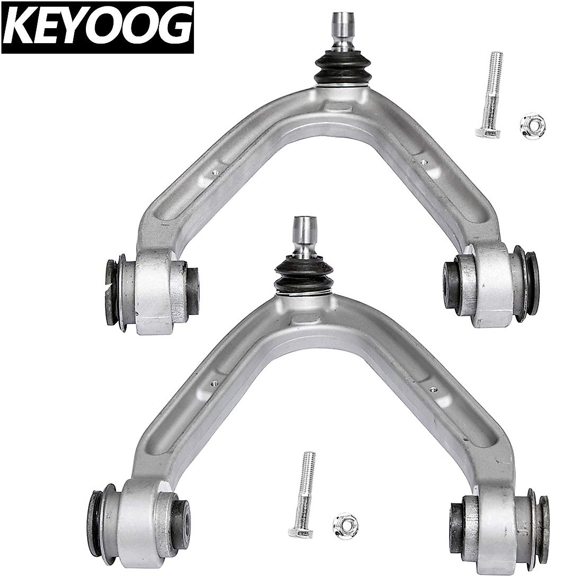 KEYOOG 2Pcs Left Right Front Upper Control Arm and Ball Joint Assembly Fit for 2006 2007 2008 2009 2010 Hummer H3 H3T K621675 K621676 Driver & Passenger Side Suspension