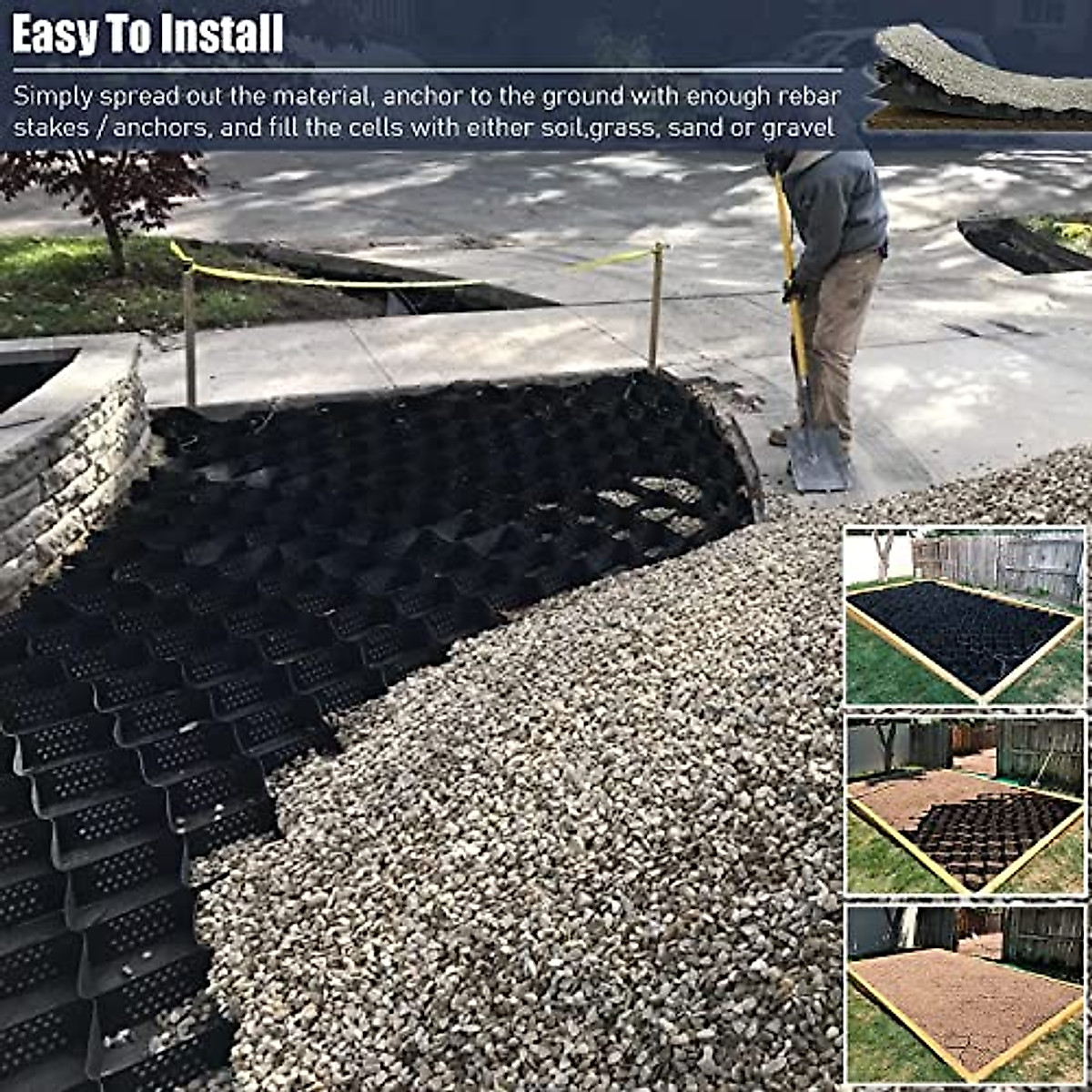 RAN Garden Retaining Wall Grid Stabilizer Ground Grid Geocell Paver for Stabilizing Subgrades, Geogrid Flexible Foldable Geoweb Grid with Drain Holes 16/19.7/23/26/29.5/32.8 ft L