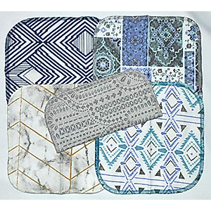 2 Ply Moroccan Tile Flannel Washable Kids Lunchbox Napkins 8x8 inches 5 Pack - Little Wipes (R) Flannel