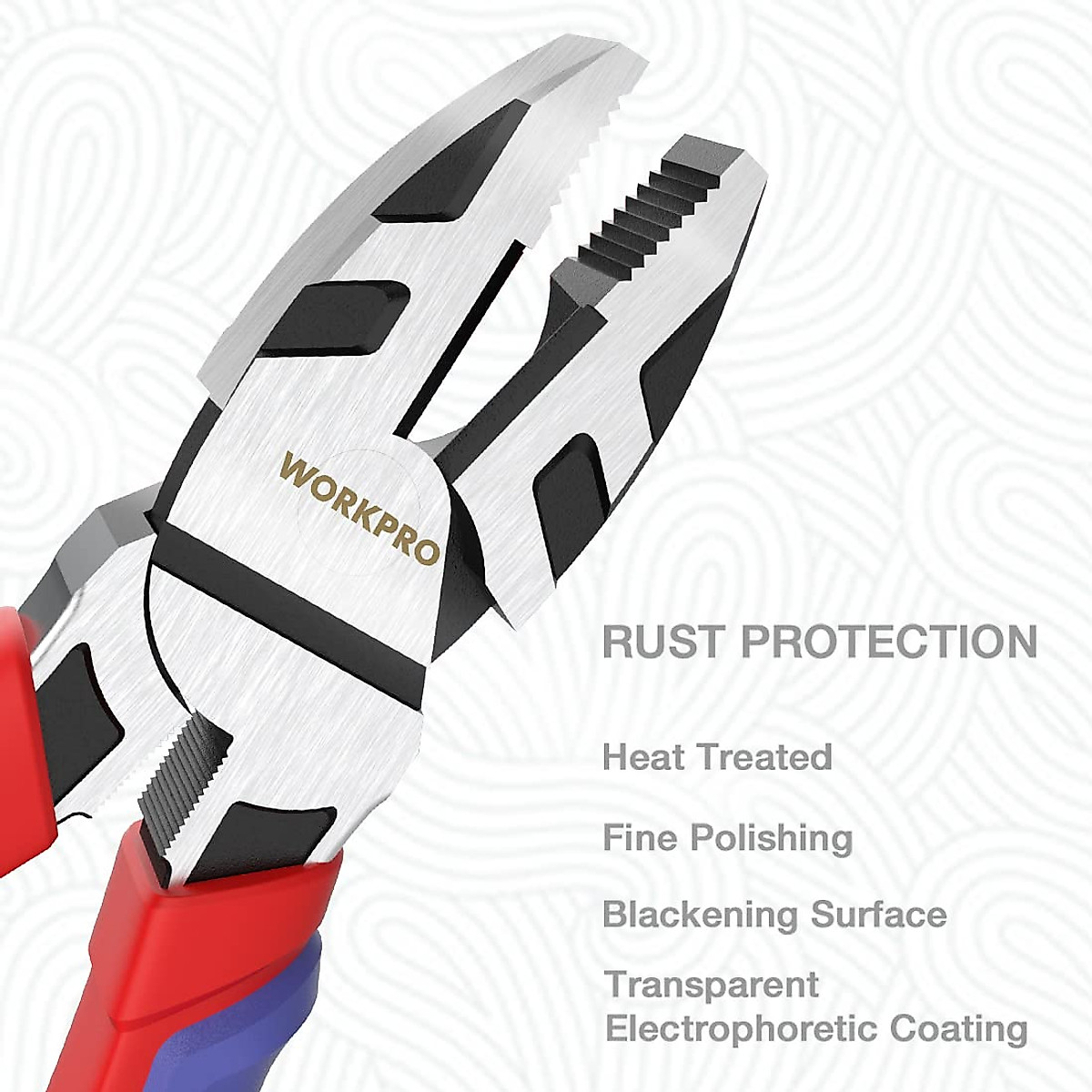 WORKPRO 8-Inch Linesman Pliers in CRV Steel for Twisting and Cutting Wires, Clamping Screws