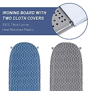 APEXCHASER Foldable Ironing Board with Iron Holder, Small Ironing Board with 2 Heat Resistant Ironing Covers, Portable Tabletop, with Non-Slip Feet for Home Travel Use
