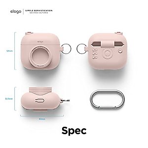 elago Snapshot Compatible with AirPod Case with AirTag Holder (AirPods 3) - Cute Camera Design with Keychain, Durable Silicone, Supports Wireless Charging - Tracking Device Not Included