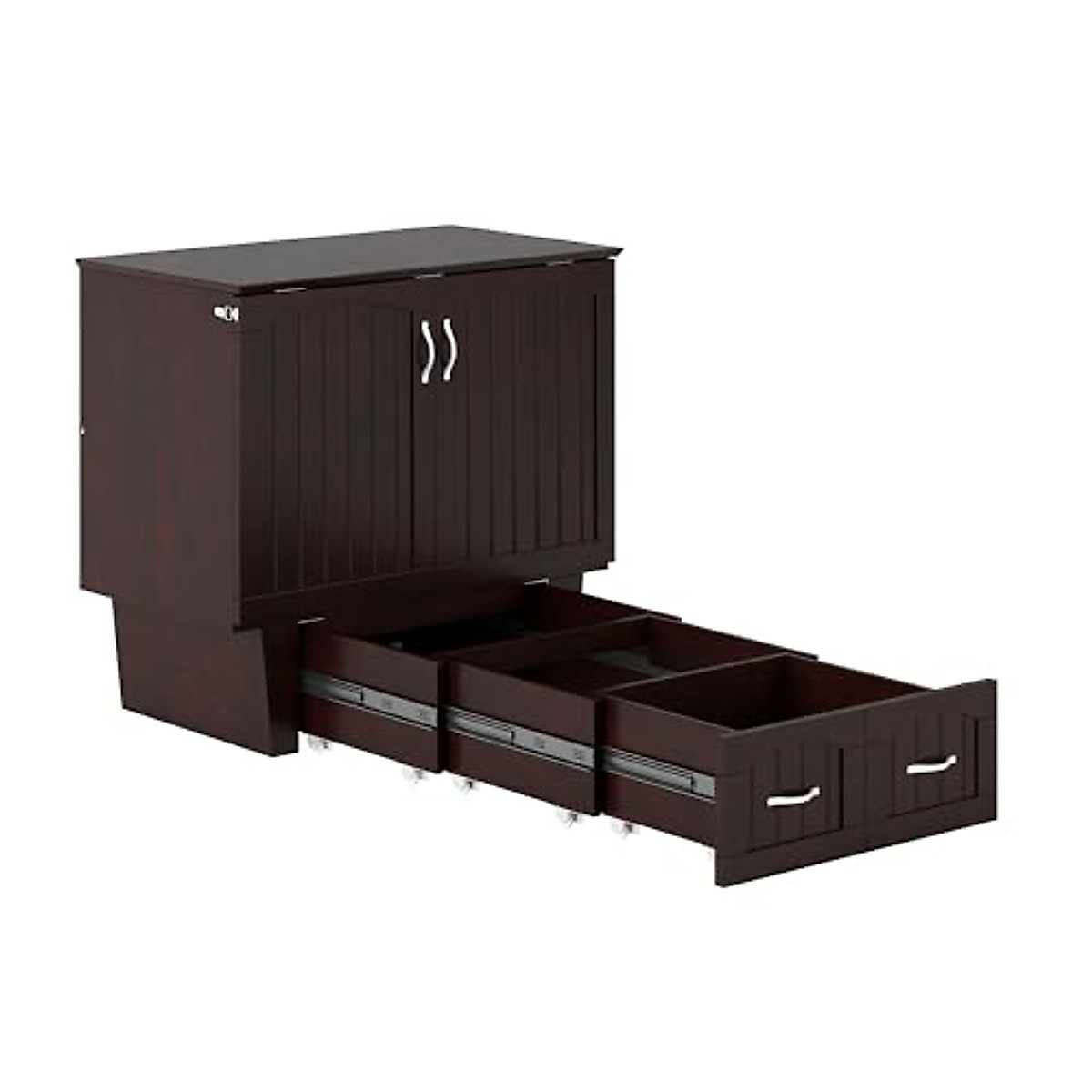 AFI, Nantucket Twin Murphy Bed Chest with Mattress, Storage Drawer and Built-In USB Charger, Espresso