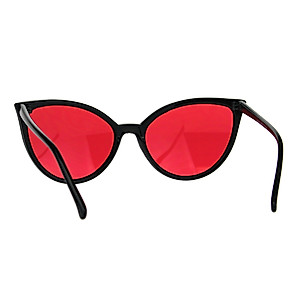 SA106 Womens Oversized Cat Eye Goth Pop Color Lens Plastic Sunglasses Red