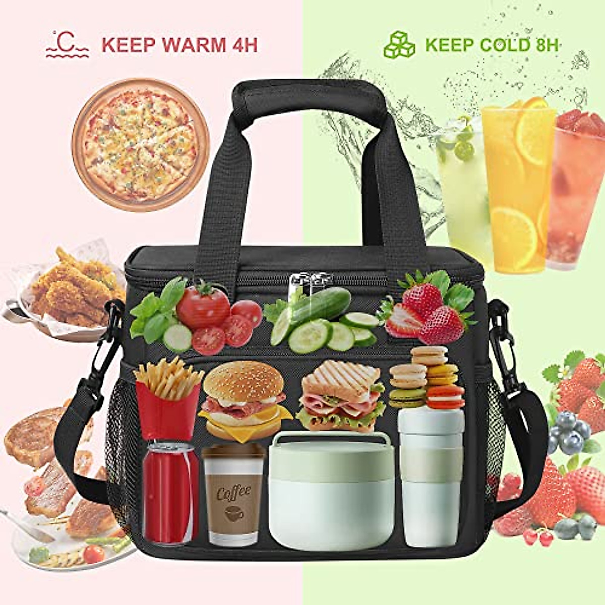 NEWFOM Lunch Box for Men/Women,Insulated Leak-Proof Large Beach Cooler Adult Lunch Box for Work/Picnic/Travel, Medium Size, Black