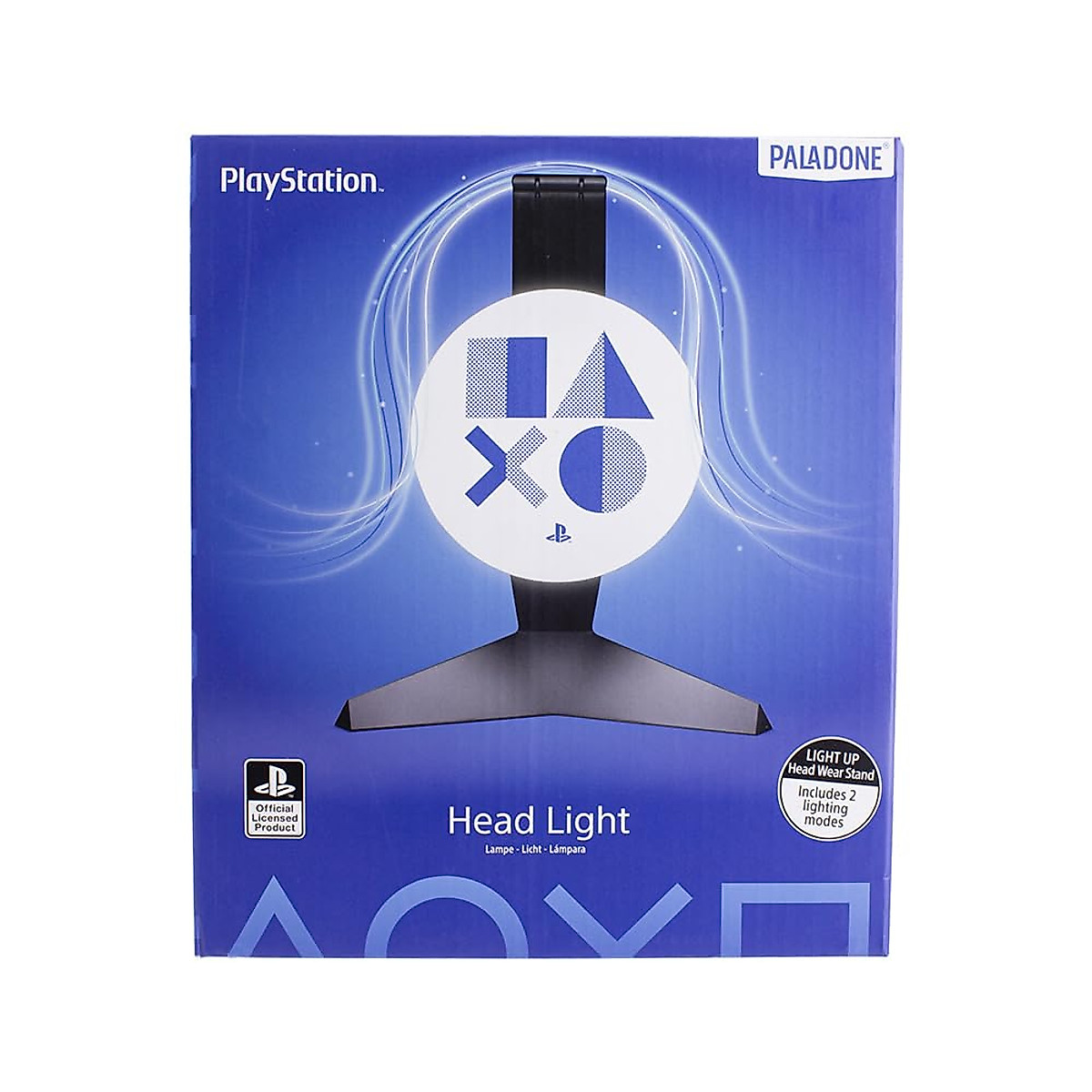 Paladone PlayStation Light Up Headphone Stand, Turns On When Headphones are Placed, USB Powered Headset Stand for Gamers, PlayStation Gaming Setup Desk Accessories