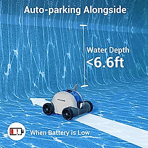 Rock&Rocker Cordless Robotic Pool Cleaner, Automatic Pool Vacuum with Dual-Drive Motors, Up to 90 Mins Working Time, for Above/Inground Swimming Pools Up to 861 Sq Ft, Blue