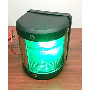 Pactrade Marine Boat Pontoon LED Navigation Light Black ABS Plastic Housing Boats Up to 12M Waterproof IP:66 Surface Mount 2NM (Green and Red (Individual))