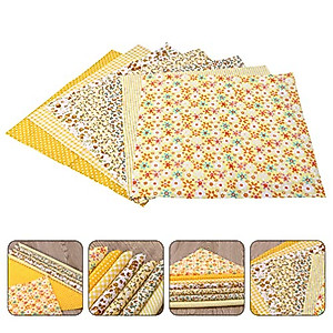 Healifty Fabric 7pcs Cotton Patchwork Bundle Squares Patchwork Lint Different Designs for DIY Sewing Quilting Scrapbooking Yellow Quilting Quilting Quilting Fabric