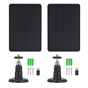 2 Pack Solar Panel Camera Charger Fit for SimpliSafe Outdoor Camera, Arlo Essential Spotlight/XL Spotlight VMC2030 VMA3600, Ring Spotlight Plus/Spotlight Pro Cam 5V 4W Fast Charging Cable Black