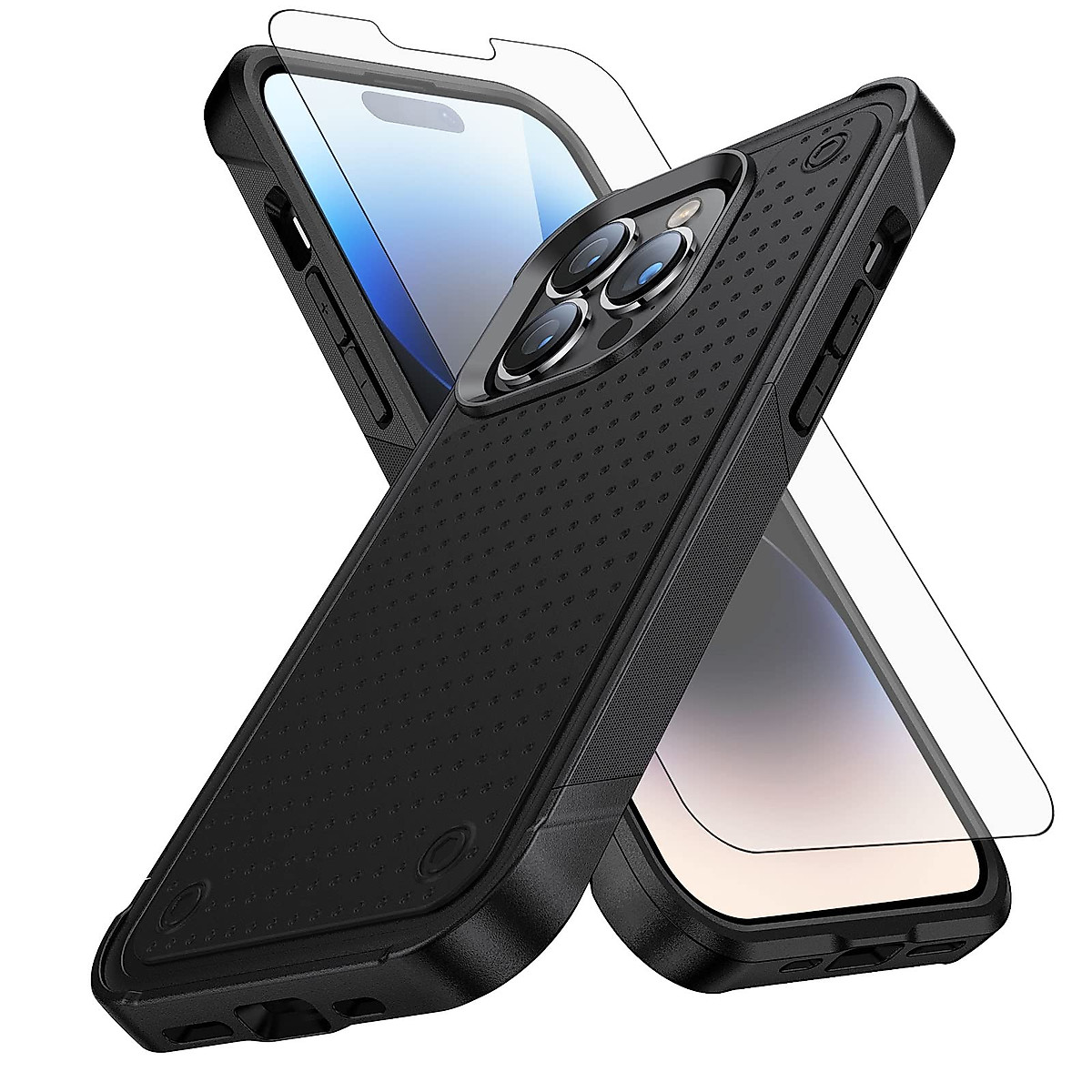 Asuwish Phone Case for iPhone 14 Pro Max 6.7 inch with Tempered Glass Screen Protector Cover and Cell Accessories Protective Slim iPhone14promax i Phone14Max Plus iPhone14 ProMax Women Men Black