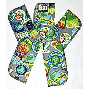 1 Ply Save the Earth Printed Flannel Washable Kids Lunchbox Napkins 8x8 inches 5 Pack - Little Wipes (R) Flannel