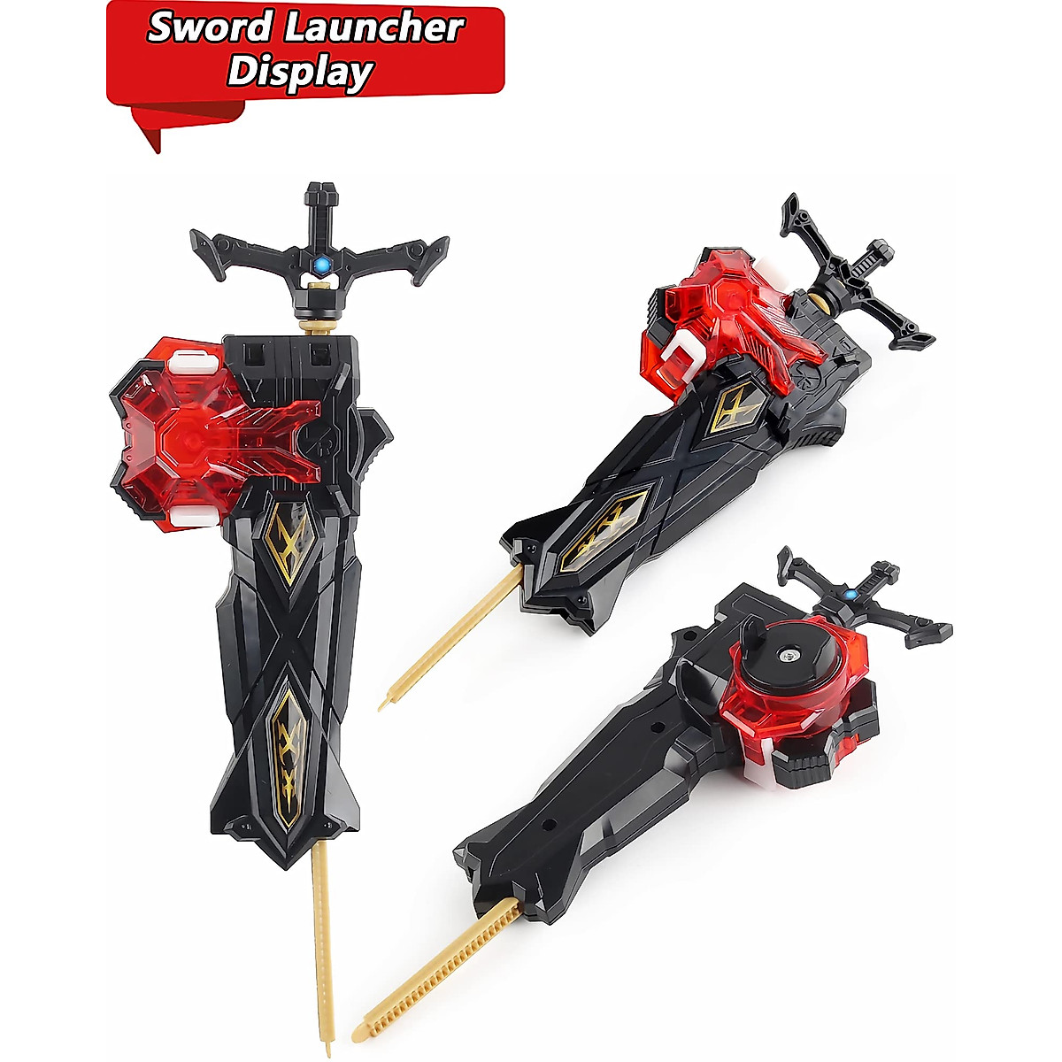Desamvap Bey Battling Tops Burst Power Custom Sword Launcher, Bey Launcher LR Left Right Spin DB Layer System B-200 Xiphoid Xcalibur Compatible with All Bey Burst Series (Black)