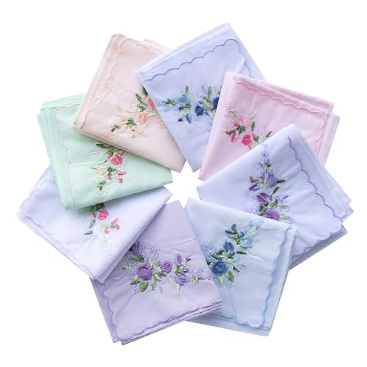 La closure Vintage Floral Cotton Embroidered Ladies Handkerchiefs 6PCS
