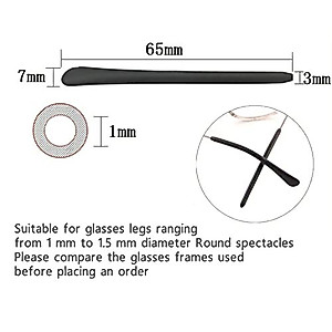 HengKe 5 Pairs Colorful Anti-Slip Silicone Eyeglass End Tips Glasses Ear Hooks Sport Eyeglass Strap Holder Temple Tips Spectacle Retainers, Anti-Slip Elastic Comfort Glasses Retainers, Black Clear