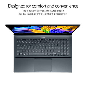 ASUS ZenBook Pro 15 OLED Laptop 15.6” FHD Touch Display, AMD Ryzen 7 5800H CPU, NVIDIA GeForce RTX 3050 Ti gpu, 16GB RAM, 512GB PCIe SSD, Windows 11 Pro, Pine Grey, UM535QE-XH71T