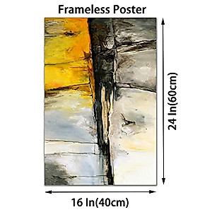 Black Yellow White Abstract Painting Abstract Canvas Paintings Wall Art Orange and Grey Abstract Wall Art Modern Abstract Prints Yellow Black Grey Orange Abstract Pictures for Wall Decor 16x24in Frameless