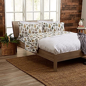 Great Bay Home 4-Piece Lodge Printed Ultra-Soft Microfiber Sheet Set. Beautiful Patterns Drawn from Nature, Comfortable, All-Season Bed Sheets. (Queen, Forest Trail)
