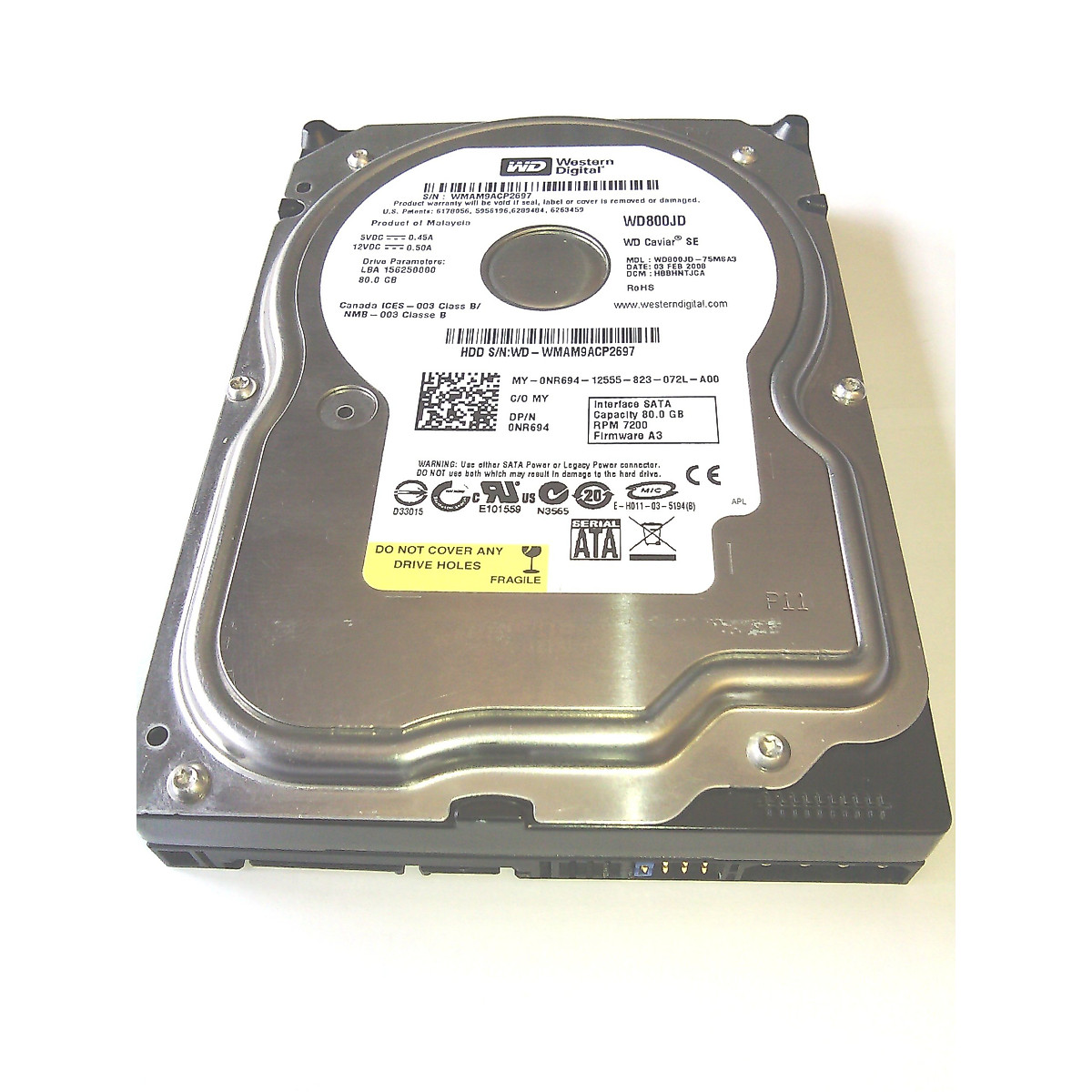 Western Digital WD800JD-75MSA3 80GB HDD, 3.5 7200RPM SATA (WD800JD75MSA3)