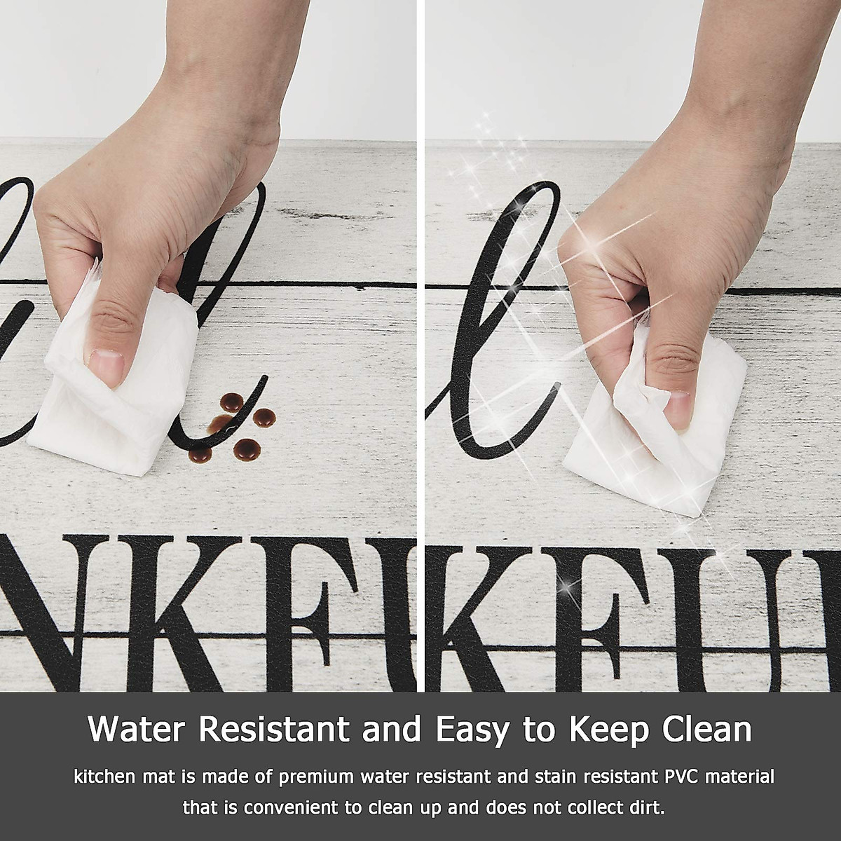 HEBE Anti Fatigue Kitchen Mat Set of 2 Non Slip Cushioned Kitchen Mats for Floor Waterproof Farmhouse Kitchen Rugs and Mats Set Comfort Standing Desk Mat Carpet for Sink,Office,Laundry