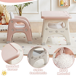 GITAWUSA Kids Table and 2 Chairs Set, Large Built-in Storage, Montessori Toddlers Table and Chairs Set, Kids Activity Table for Drawing Dining Playing, CPSC & ASTM Approved, Pink