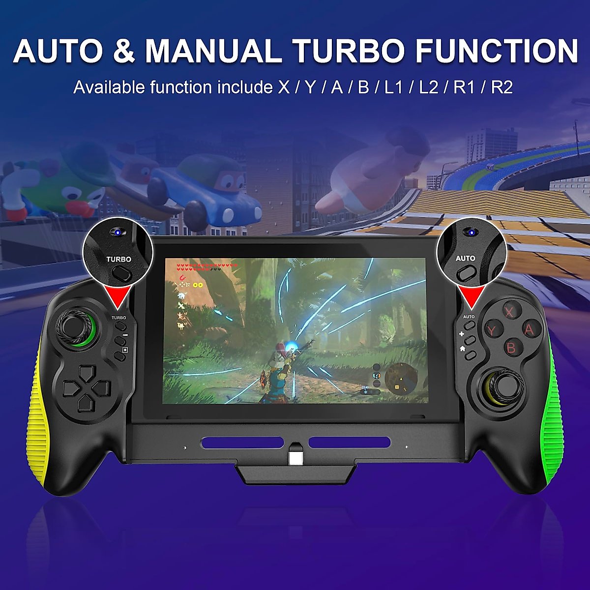 Sefitopher Switch Controller, One Piece Joy Pad Replacement for Nintendo Switch Joycons, Support Turbo, 6-Axis Gyro, Dual Motors Vibration, Wake-up Function, Suitable for Big Hand Players