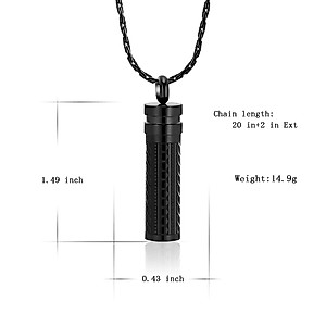 constantlife Cremation Jewelry for Ashes Openable Pill Case Urn Necklace Keepsake Perfume Memorial Pendant Locket Charm Accessories (Black)