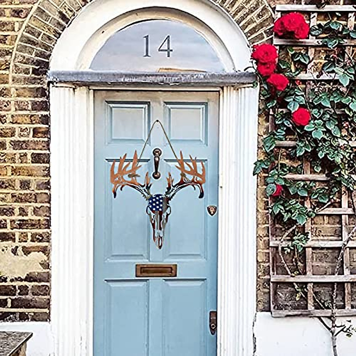 FAFAN Stain Glass Birds Art Metal Style Day Mountain Deer American in European Flag Independence Home Decor Foam Ball (AS Shown, One Size)