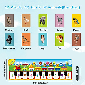 Fixget Musical Mat, Kids Piano Keyboard Play Mat with 8 Animal Sounds, Children Electronic Music Blanket Touch Playmat Floor Piano Dance Mat Early Education Toys Gifts for Toddlers Baby Boys Girls