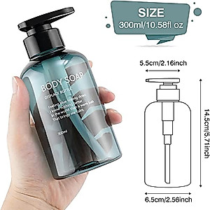 Shampoo and Conditioner Dispenser Bathroom Pump Ocean Blue Bottles Refillable Cosmetic Pump Dispensers 3pcs 10.6oz 300ml Bottle for Travel
