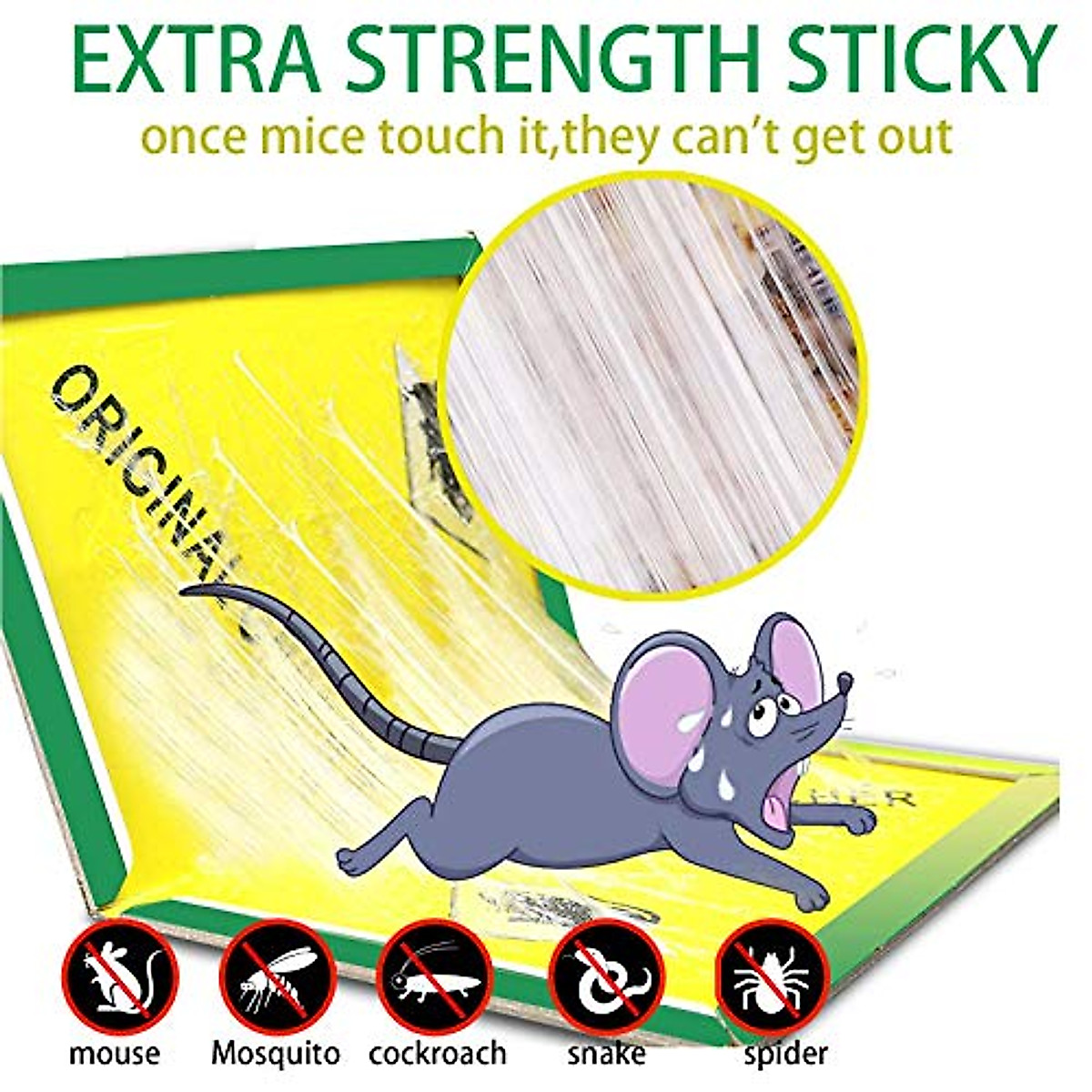Ezoon 12 Pack Large Mouse Glue Traps with Enhanced Stickiness, Rat Mouse Traps, Snake Mouse Traps Sticky Pad Board for House Indoor Outdoor, Easy to Set, Extra Large (8.3" x 12")