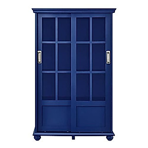 Ameriwood Home Aaron Lane 4 tier Bookcase with Sliding Glass Doors, Blue