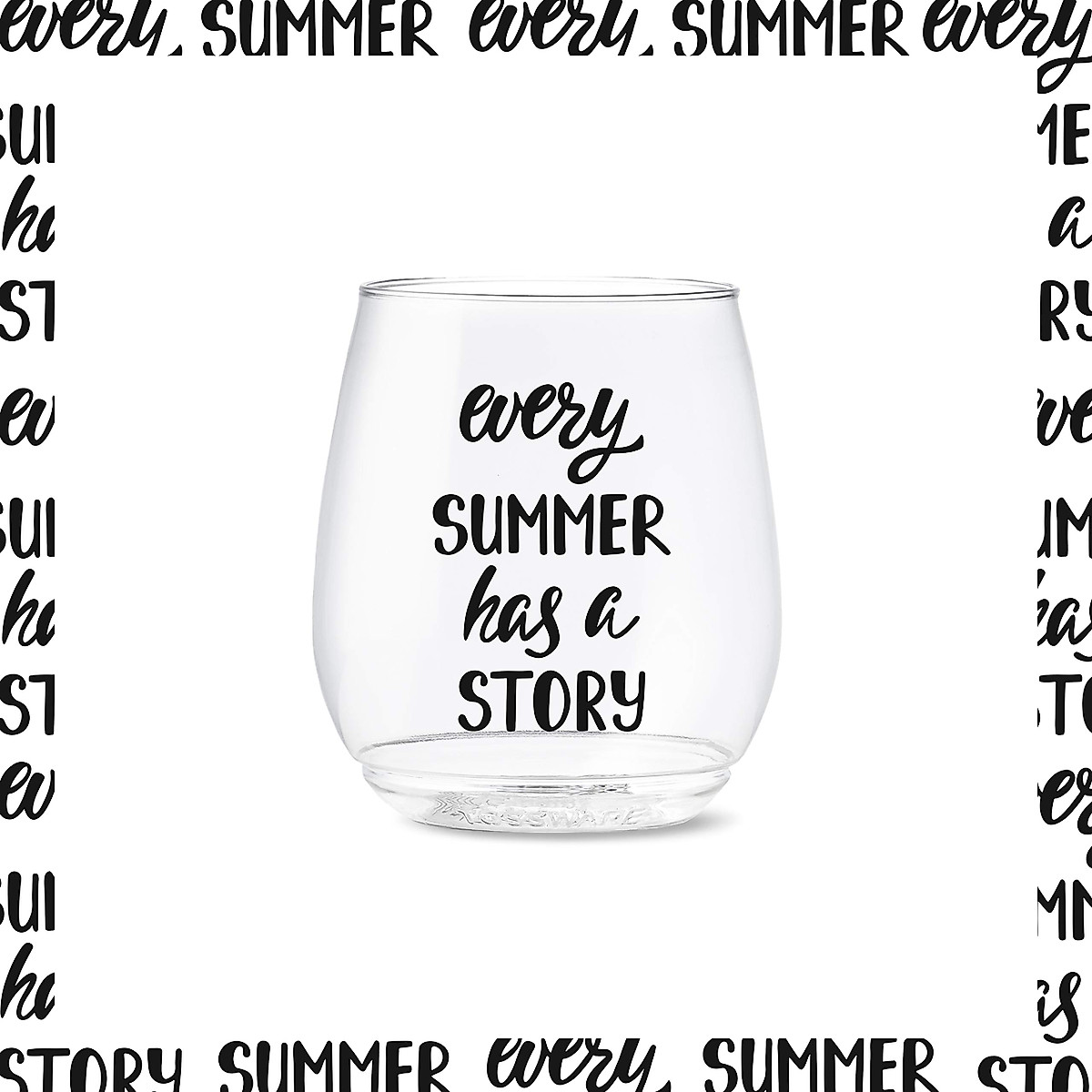 TOSSWARE POP 14oz Vino Summer Sips 2 Series, SET OF 6, Premium Quality, Recyclable, Unbreakable & Crystal Clear Plastic Wine Glasses