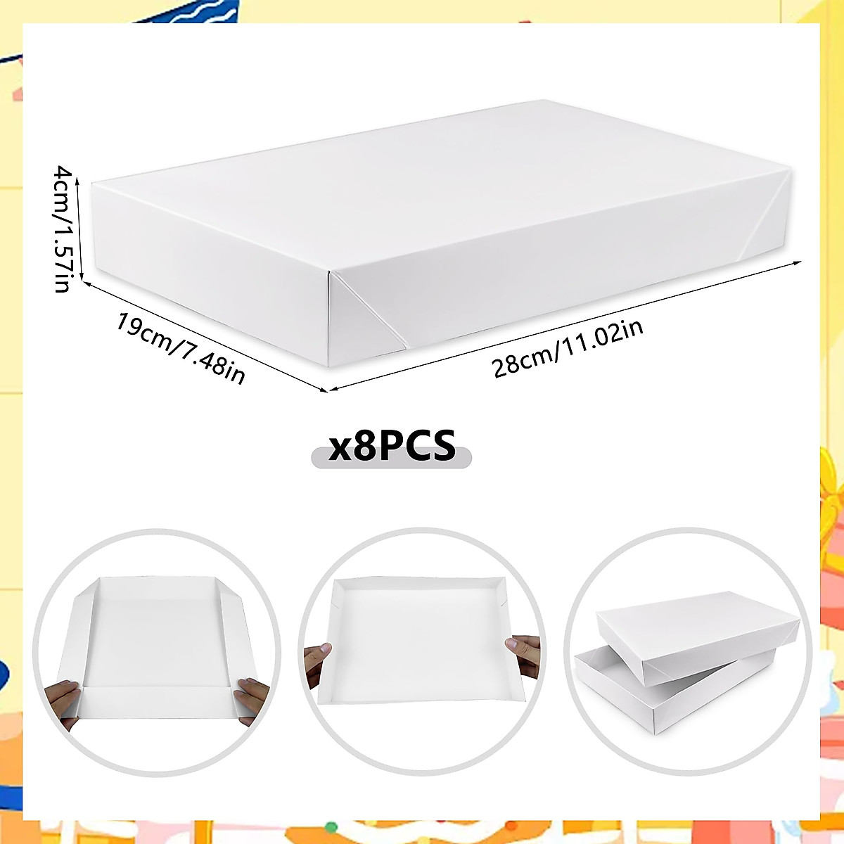 MUMULULU 8 PCS White Gift Boxes with Lids Sizes 11'' x 7.48'' for Birthdays Graduations Christmas Weddings Baby Showers and More