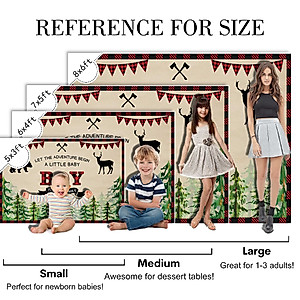 SeekPro 7x5ft Lumberjack Baby Shower Backdrop Red Plaid Bear Adventure Begins Boy Baby Shower Photo Background Baby Shower Party Supplies SK6211B