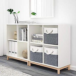 WISELIFE Storage Basket Bins [3-Pack] - Large Collapsible Storage Cubes Organizer for Shelf Closet Bedroom, Perfect Storage Box with Handles（Grey Patchwork, 15" x 11" x 9.5"）