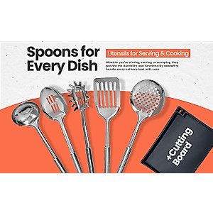 MENZELIANO 13 pcs kitchen knife set with block and cooking stainless steel utensils set with holder