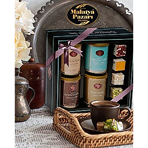 Palanci | Turkish coffee set of 4 | Premium mocha | 400 gr. | Gift set with nougat | ground coffee | 4 varieties Türk kahvesi, Dibek kahvesi, Ege and Osmanli kahvesi | mocha coffee | like espresso