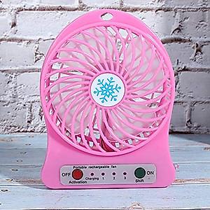 CCYLEZ Mini Table Fan,3 Speed Adjustable Baby Bed Car Seats Fan,USB Rechargeable battery Operated Small Fan Circulator,for Summer Gift(Red)