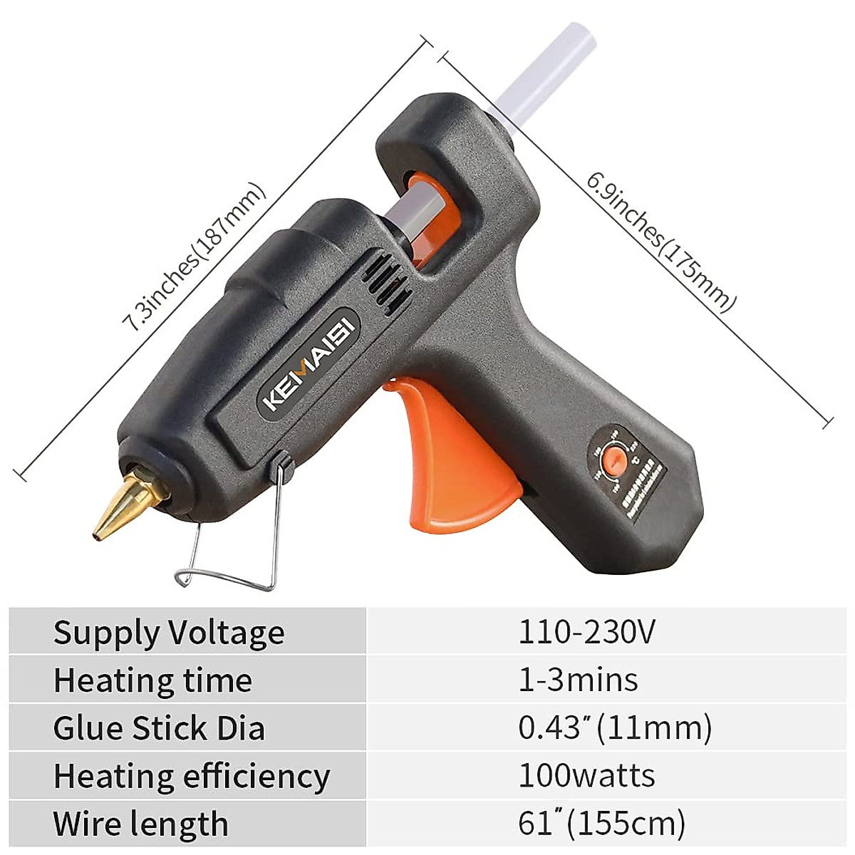 KEMAISI Full Size Hot Glue Gun kit, 100 Watt Temperature Adjustable Heavy Duty Hot Glue Gun, With 30pcs Premium Hot Glue Sticks, Best Large Glue Gun and Sticks Set for Crafts, DIY, Constrution
