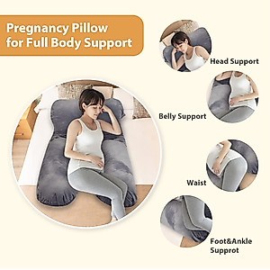 LONABR U-Shape Pregnancy Pillows, 55 Inch Maternity Full Body Pillow with Washable Velvet Cover, Nursing Support Pillow, Support for Back, HIPS, Legs, Belly for Pregnant Women Side Sleeping