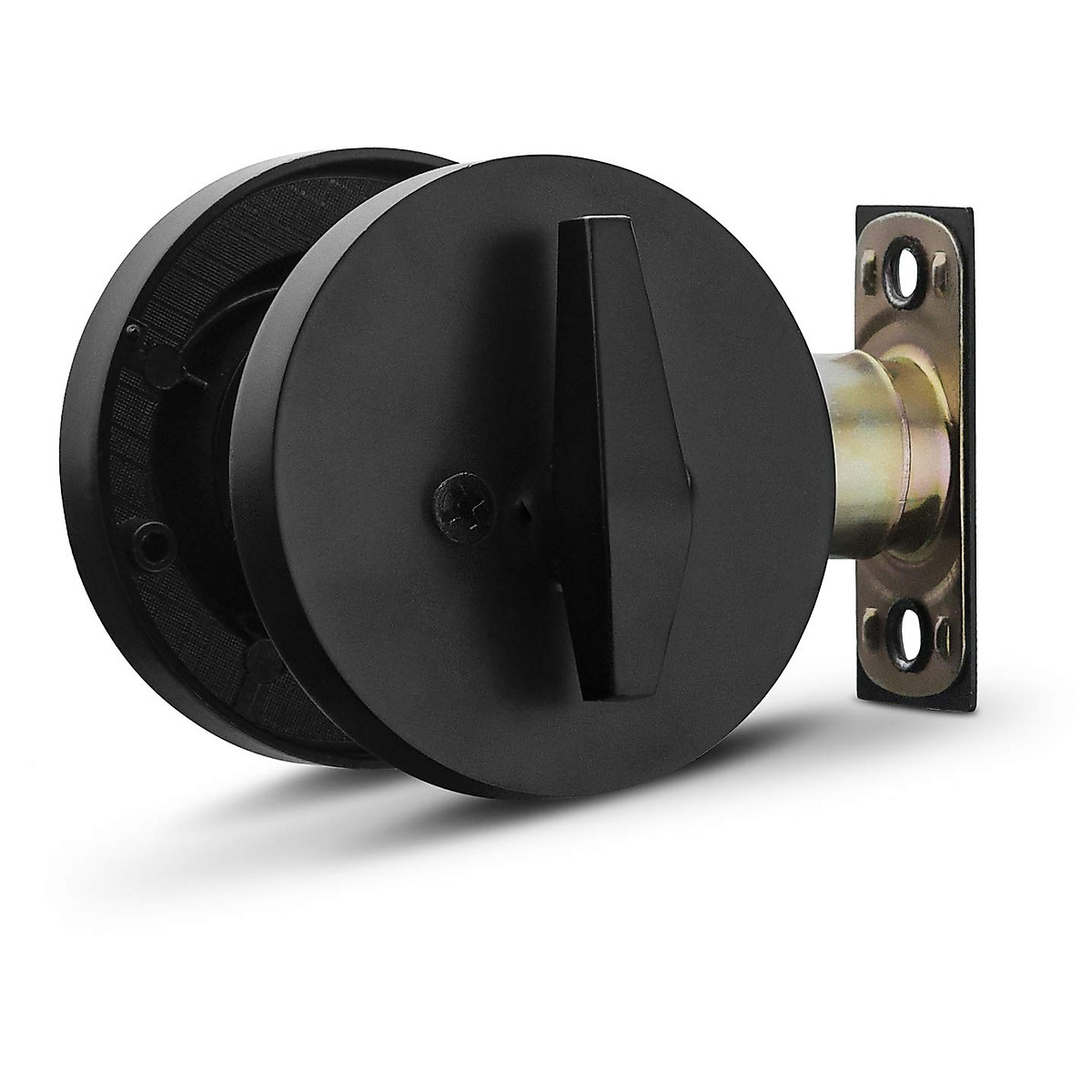 Berlin Modisch Entry Lever Door Handle and Single Cylinder Deadbolt Lock and Key Sleek Round Locking Lever Handle Set [Front Door or Office] Right & Left Sided Doors Heavy Duty – Iron Black Finish