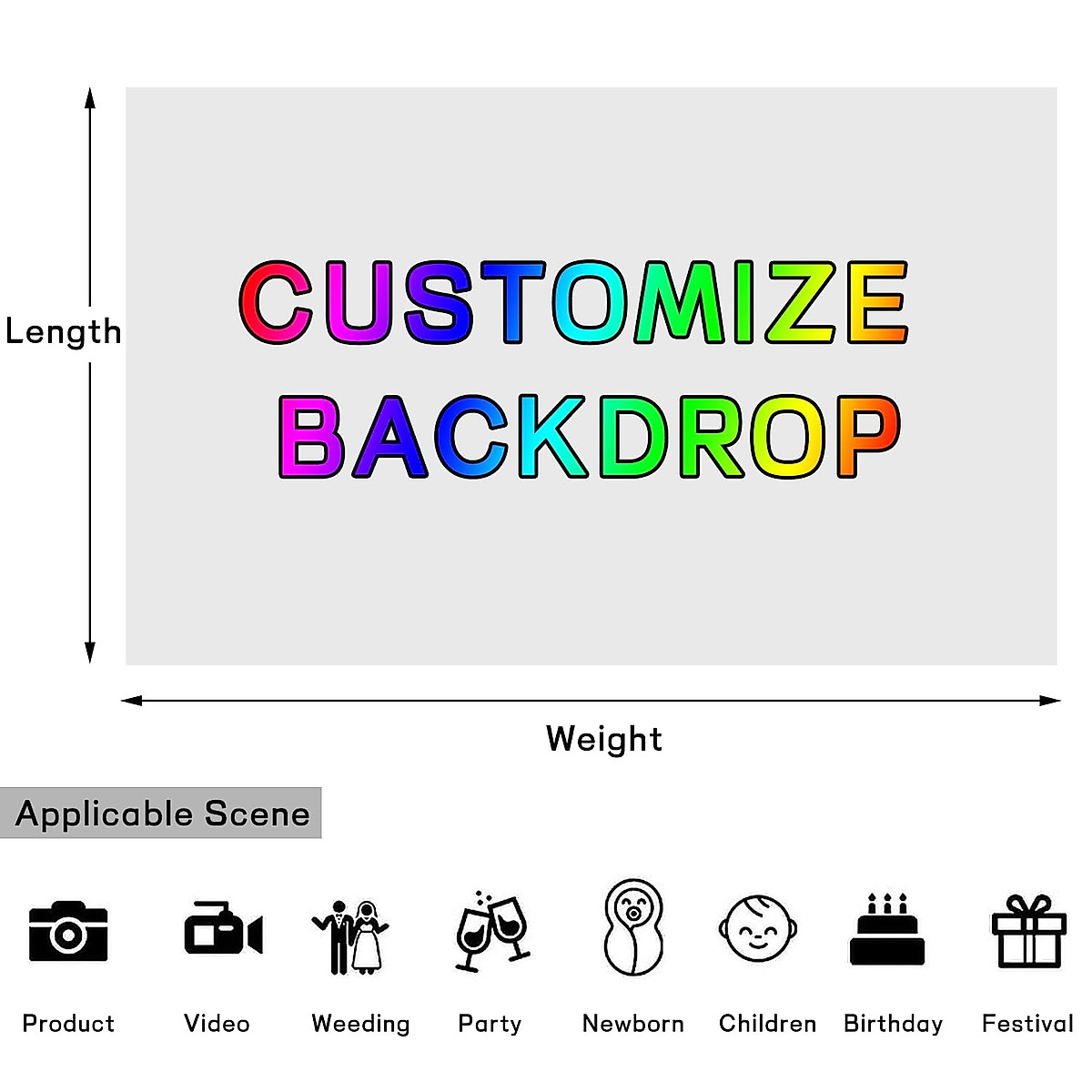 10x8ft Custom Backdrop Personalized Backdrops Personalized Customized Design Your Own Photos Picture Text Logo Kids Birthday Baby Shower Wedding Anniversary Home Decor Custom Banner