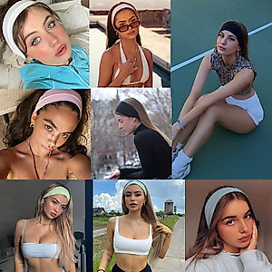 Leeven Headbands for Women 6 Pcs, Cotton Headbands, Soft Sweat Wicking Stretchy Headband for Unisex Girls Sports Yoga Running Working Qut (Combo 2)