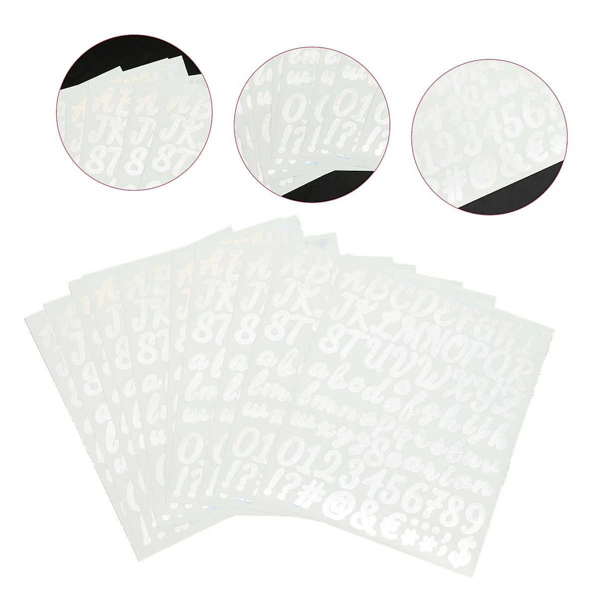 TEHAUX 30 Sheets Alphanumeric Stickers Glitter Diary Stickers Glitter Letters Number Stickers Gemstone Stickers Hand Account Sticker Greeting Card Flash Grid Bottom Fine Sand Golden