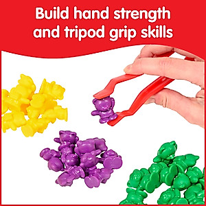 edxeducation Small Bear Counters - Mini Jar - Set of 60 - Early Math Manipulatives - Bear Counters, Tweezers and Actvity Guide - Home Learning