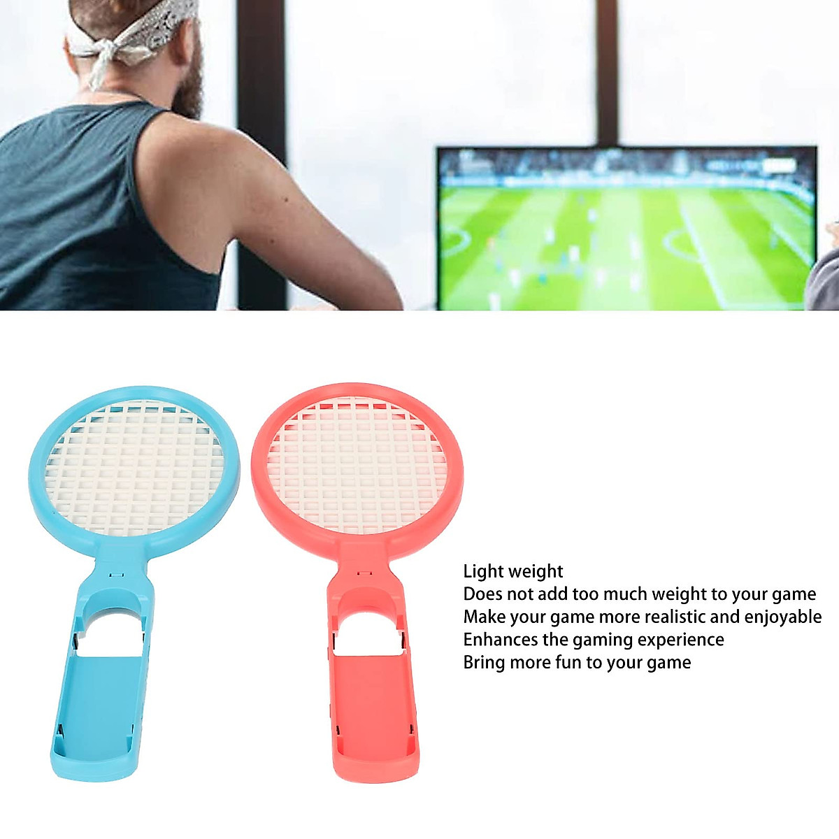 Tennis Racket for Switch, ABS Lightweight Tennis Game Controller, 2 Game Console Tennis Rackets for Switch Game Controller