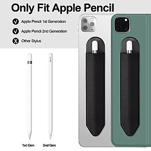 XLDLQU Apple Pencil Holder, 5 Pack Durable Elastic Apple Pencil (1st and 2nd Gen) Case Pocket, Adhesive Sleeve Pouch for iPad 8.3/9.7/10.2/10.5/11/12.9 Inch (Black Black)
