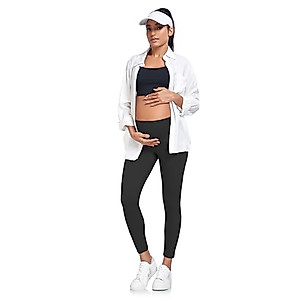 Glampunch Maternity Yoga Pants Over The Belly Workout Leggings Fold Over Waist Pregnancy Activewear Pants with Pockets